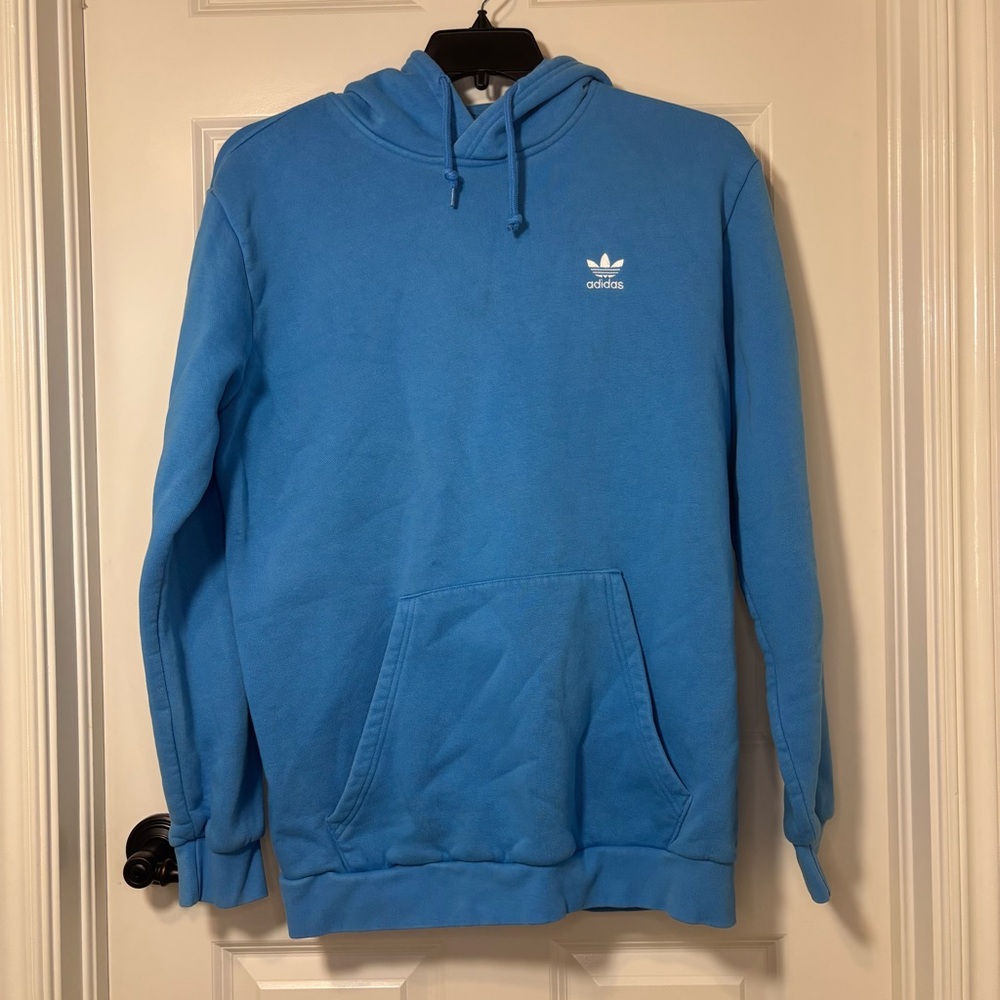 Adidas Men's Blue Trefoil Essentials Hoodie - Gem